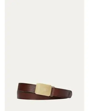 Polo Ralph Lauren Engine Turned-buckle Leather Belt - Brown