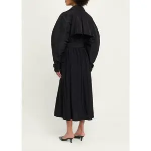 LANVIN Mixed-media Belted Long Trench Coat