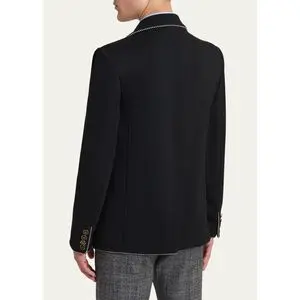 Valentino Garavani Single Breasted Wool Jacket With Logo Patch