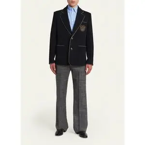 Valentino Garavani Single Breasted Wool Jacket With Logo Patch
