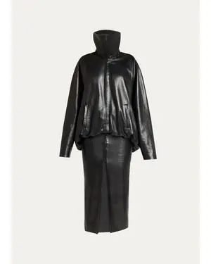 Balenciaga High Collar Blouson Skirted Jacket