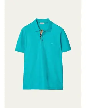 Burberry Check-placket Slim Fit Cotton Polo Shirt