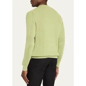 Kiton Silk, Cashmere And Linen Micro-rib Crewneck Sweater