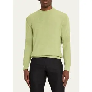 Kiton Silk, Cashmere And Linen Micro-rib Crewneck Sweater