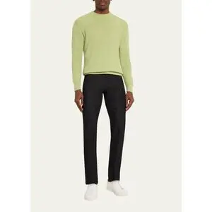 Kiton Silk, Cashmere And Linen Micro-rib Crewneck Sweater