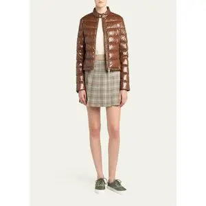 Moncler Pleated Plaid Mini Skirt - Light Beige
