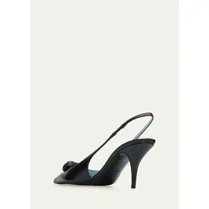 Valentino Garavani 75mm Coeur Royal Leather Slingback Pumps - Cream