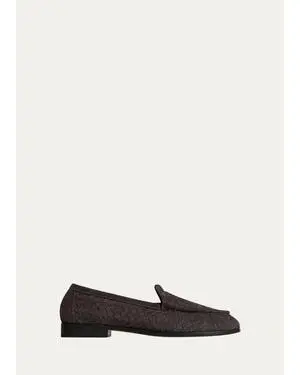 Bottega Veneta Silenzio Intrecciato Suede Moc-toe Loafers - Brown