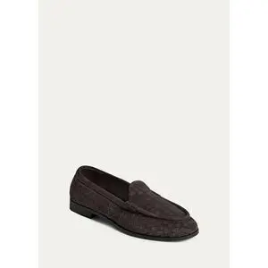 Bottega Veneta Silenzio Intrecciato Suede Moc-toe Loafers - Brown