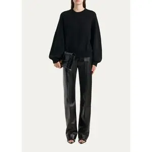 Khaite Miles Leather Straight-leg Pants