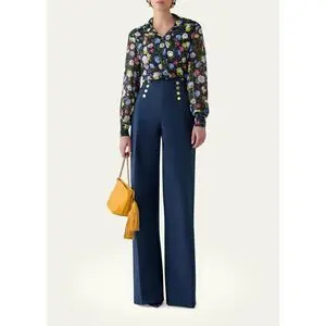 Carolina Herrera Isabella Rose-print Silk Chiffon Button-down Shirt