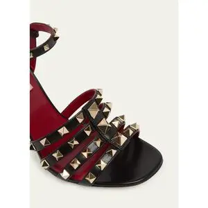 Valentino Garavani 100mm Rockstud Leather Ankle-strap Sandals - Nero