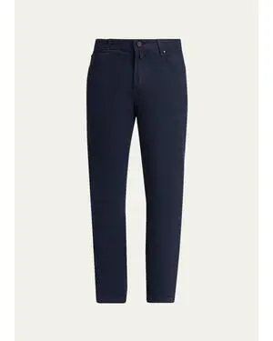 Kiton Straight Leg Cotton-stretch Five-pocket Pants - Navy