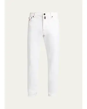 Kiton Straight Leg Cotton-stretch Five-pocket Pants - White