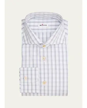 Kiton Check Cotton Dress Shirt - Blue