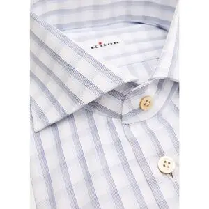 Kiton Check Cotton Dress Shirt - Blue