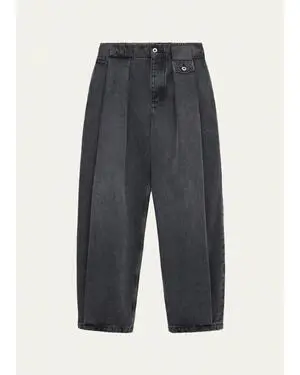 Loewe Leather Label Baggy-fit Pleated Jeans