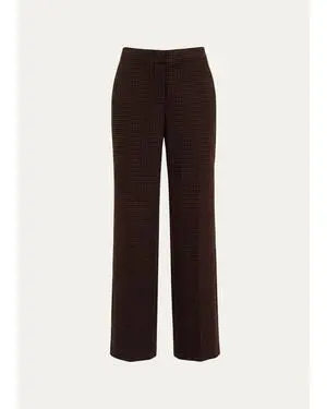 Diane Von Furstenberg Alexander Flare-leg Houndstooth Pants - Stucco