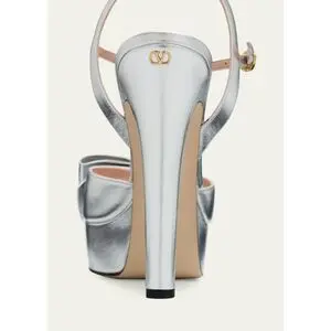 Valentino Garavani 130mm Bowow Metallic Leather Platform Sandals