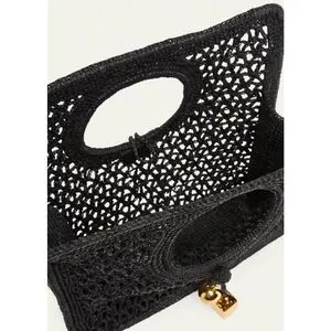 Jacquemus Le Petit Carre Raffia Top-handle Bag - Black