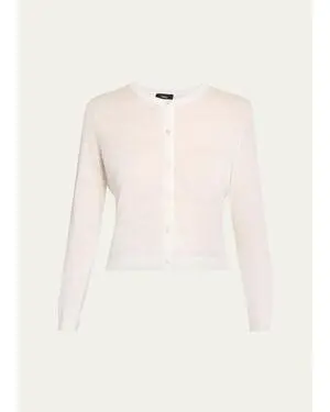Theory Cropped Linen-blend Cardigan - Bone