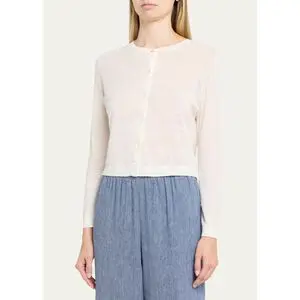 Theory Cropped Linen-blend Cardigan