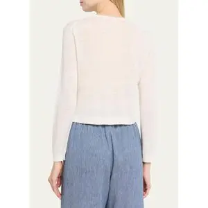 Theory Cropped Linen-blend Cardigan