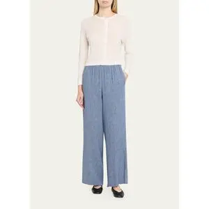 Theory Cropped Linen-blend Cardigan