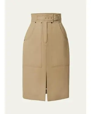 Carolina Herrera Belted Cotton Pencil Skirt