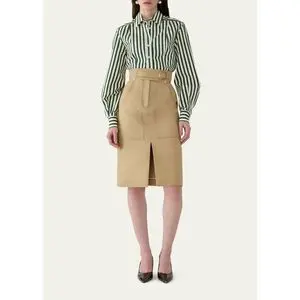 Carolina Herrera Belted Cotton Pencil Skirt