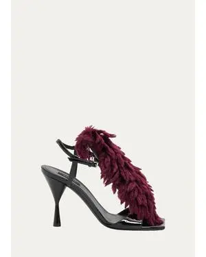 Givenchy 95mm Pompom Patent Leather Sandals - Deep Red