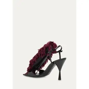 Givenchy 95mm Pompom Patent Leather Sandals - Deep Red
