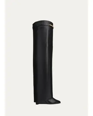Givenchy 90mm Shark Pinch Leather Over-the-knee Boots - Black