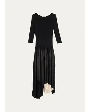 Maria Mcmanus Boat-neck Colorblock Midi Dress - Black