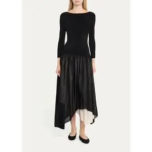 Maria Mcmanus Boat-neck Colorblock Midi Dress