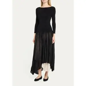 Maria Mcmanus Boat-neck Colorblock Midi Dress