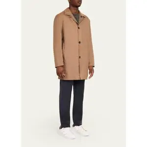 Kiton Wool And Silk Herringbone Reversible Raincoat