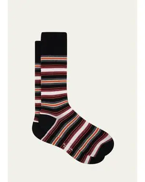 Paul Smith Mixed Stripe Crew Socks - Black Multi