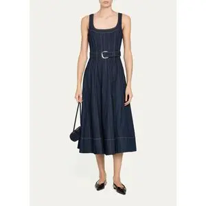 Cinq À Sept Cambree Belted Denim Midi Dress