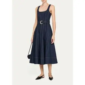 Cinq À Sept Cambree Belted Denim Midi Dress