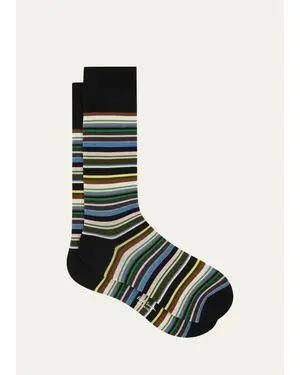 Paul Smith Munich Signature Stripe Crew Socks - Black