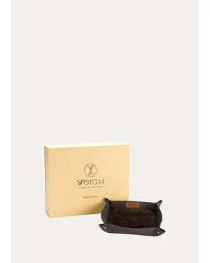 WEICH COUTURE ALPACA Todo Leather & Alpaca Fur Square Catchall Tray - Dark Choco