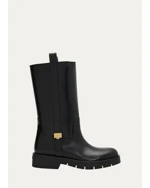 FERRAGAMO Nyves Leather Mid-calf Boots