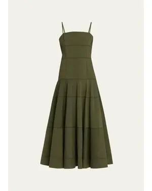 Veronica Beard Ilona Tiered Faille Midi Dress