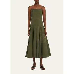 Veronica Beard Ilona Tiered Faille Midi Dress