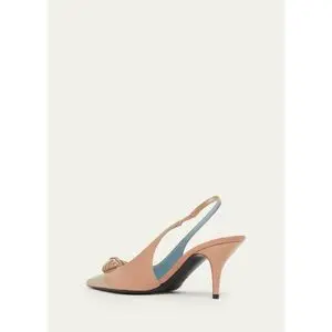 Valentino Garavani 85mm Coeur Vlogo Leather Slingback Pumps - Red