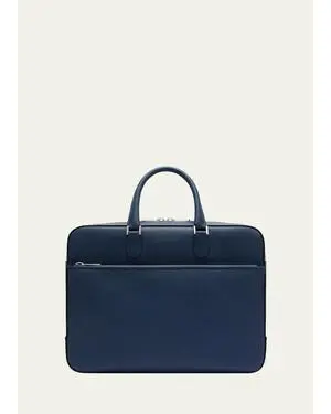 VALEXTRA Avietta Top-handle Calfskin Briefcase With Zip Pocket - Blue