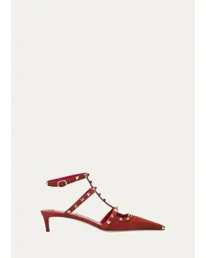 Valentino Garavani 40mm Rockstud Suede Pumps - Rust