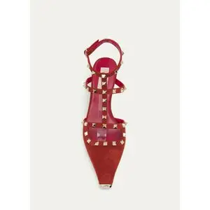Valentino Garavani 40mm Rockstud Suede Pumps - Rust