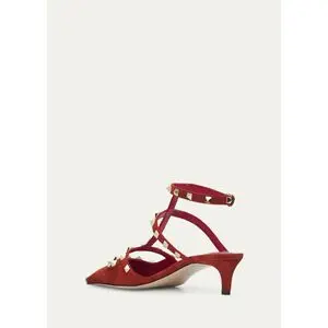 Valentino Garavani 40mm Rockstud Suede Pumps - Rust